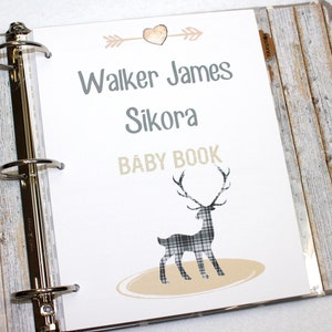 Baby Memory Book, Baby Book Boy, Rustic Baby Book, Gray Buck, Neutral ...