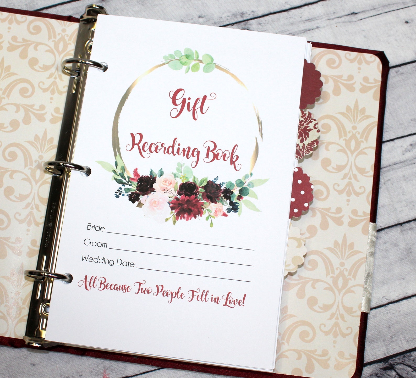 Gift Log Gift Recording Book Burgundy Bridal Shower Book | Etsy