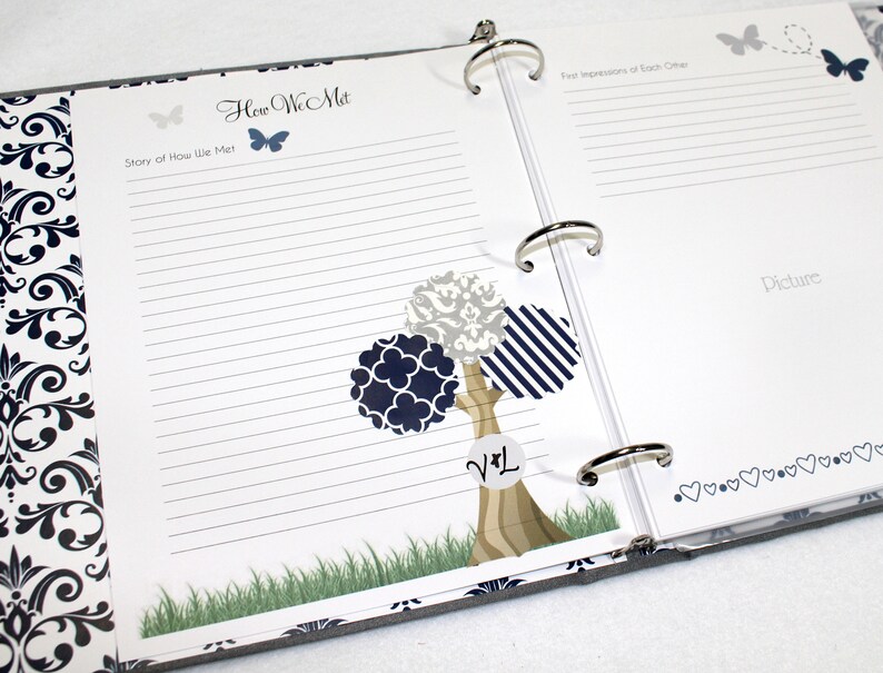 Wedding Memory Book, Wedding Scrapbook, Navy and Gray Wedding, Keepsake ...
