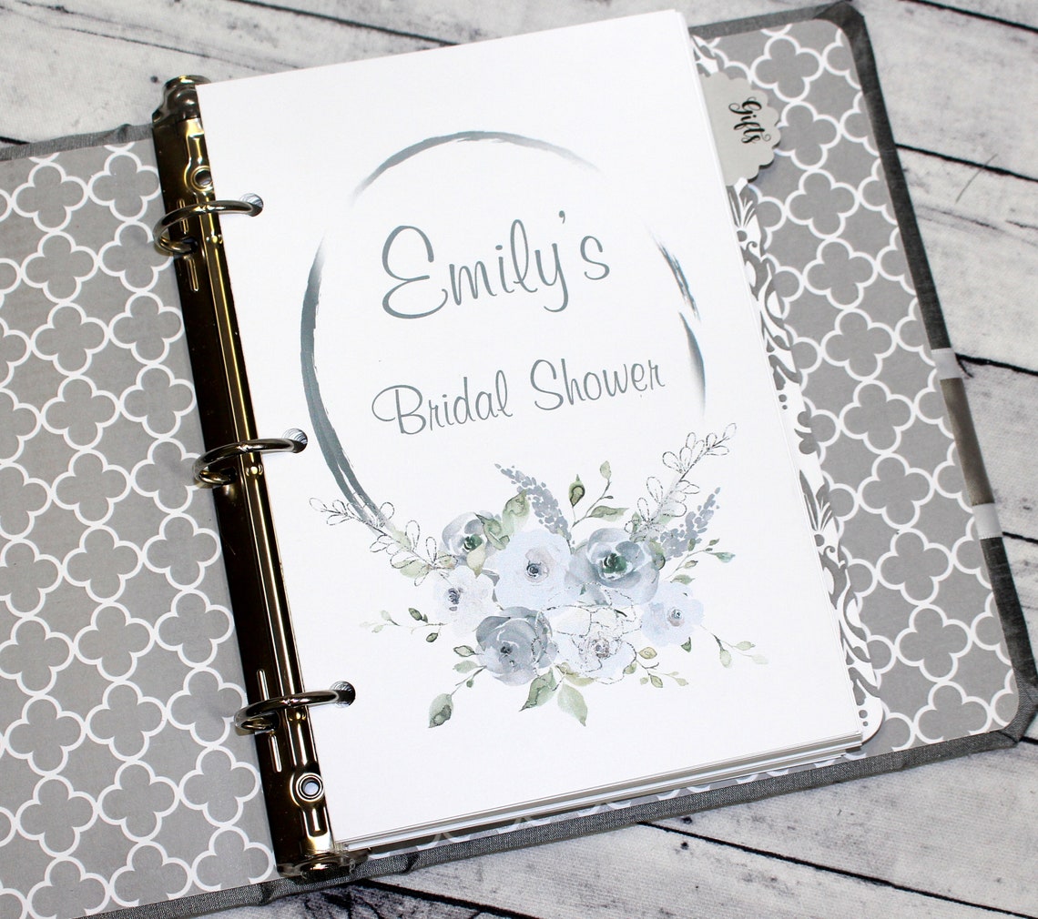 Bridal Shower Guest Book Gray Bridal Shower Book Guest Sign | Etsy