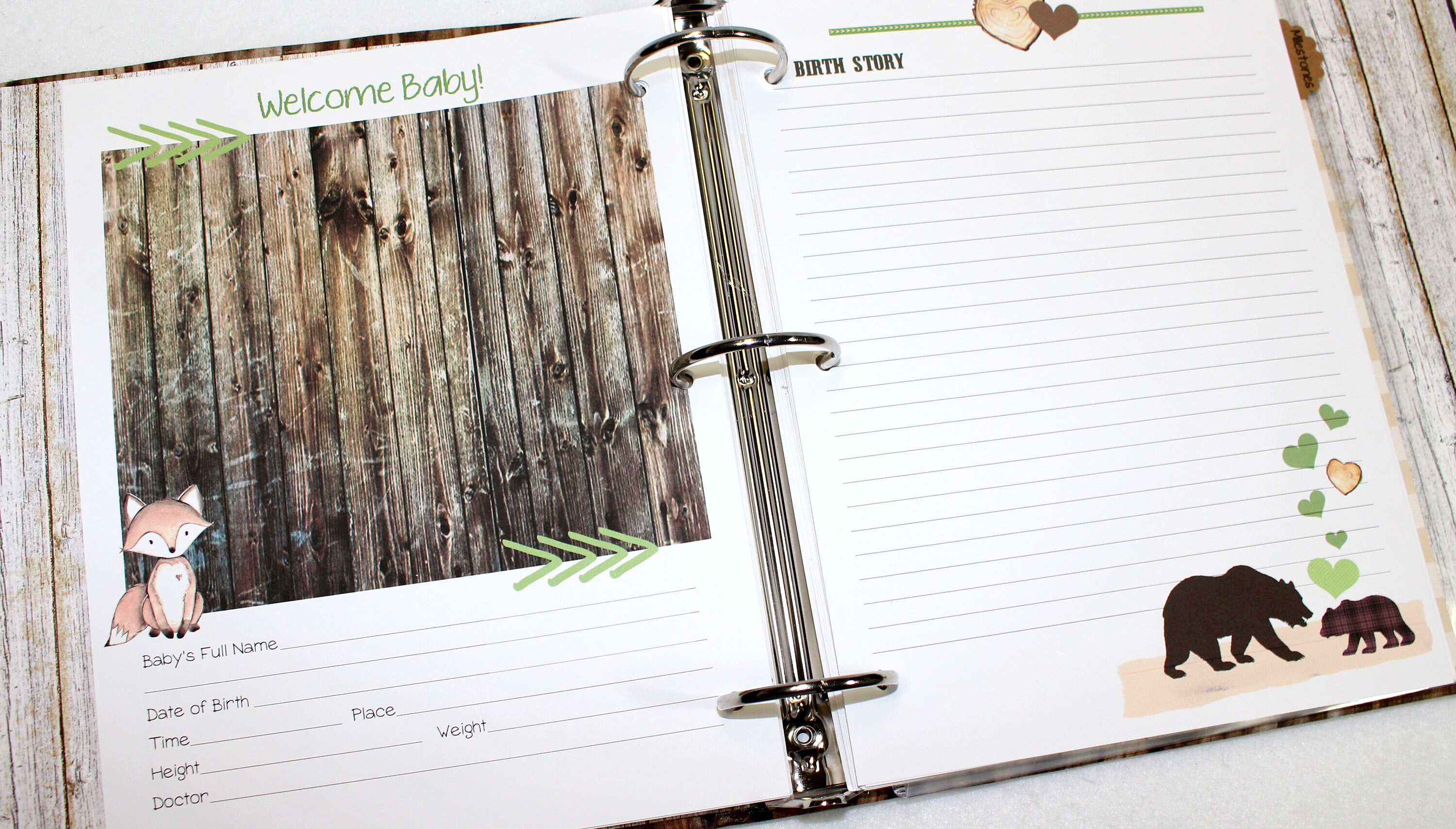 Baby Memory Book, Baby Book Boy, Woodland Baby Book, Rustic Baby Book ...