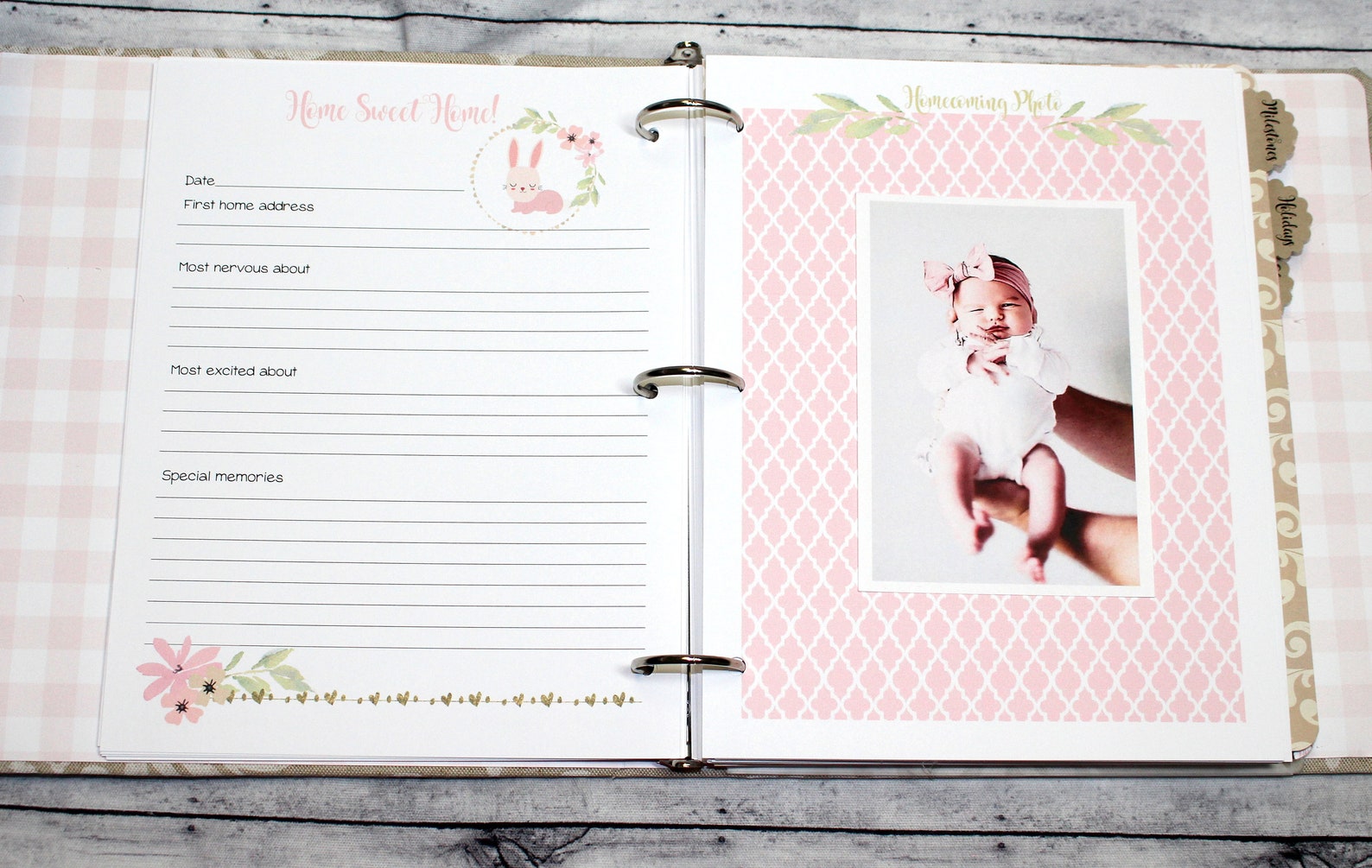 Baby Memory Book Baby Book Girl Rustic Baby Book Pink Baby - Etsy
