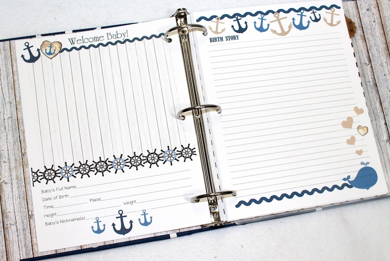 Baby Book Boy, Baby Memory Book, Nautical Baby Book, Baby's First Year ...