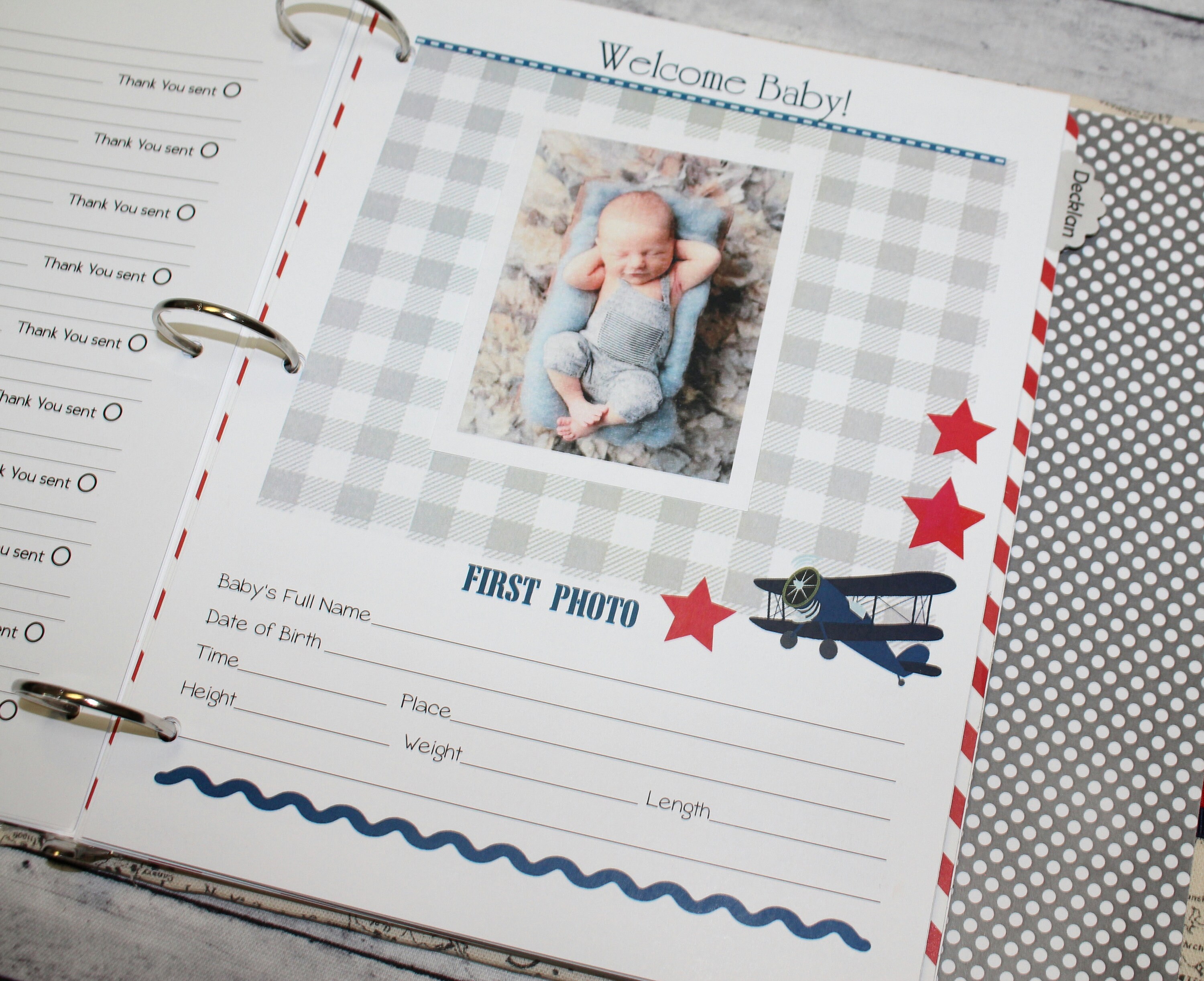 Baby Memory Book, Baby Book Boy, Airplane Baby Book, Baby's First Year ...