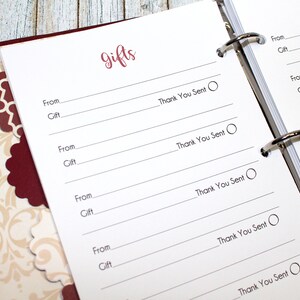 Gift Log, Gift Recording Book, Burgundy Bridal Shower Book, Bridal ...