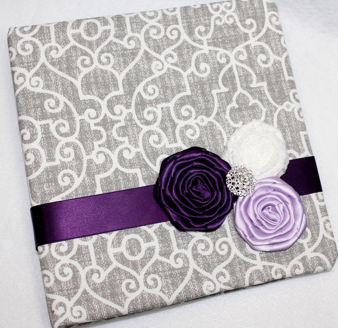 Wedding Memory Book, Wedding Scrapbook, Purple and Gray Wedding, Bridal ...