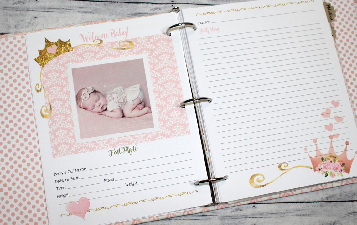 Baby Memory Book Baby Book Girl Princess Baby Book Pink and - Etsy
