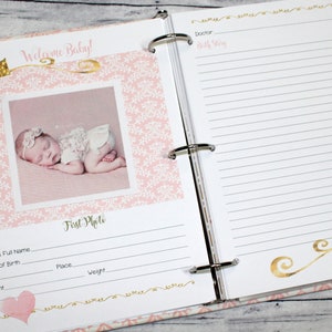 Baby Memory Book, Baby Book Girl, Princess Baby Book, Pink and Gold ...