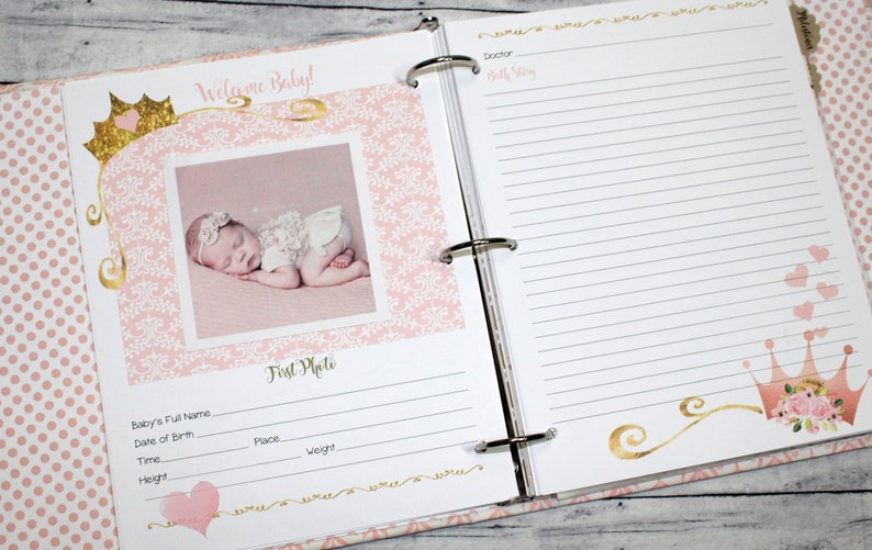 Baby Memory Book Baby Book Girl Princess Baby Book Pink and - Etsy