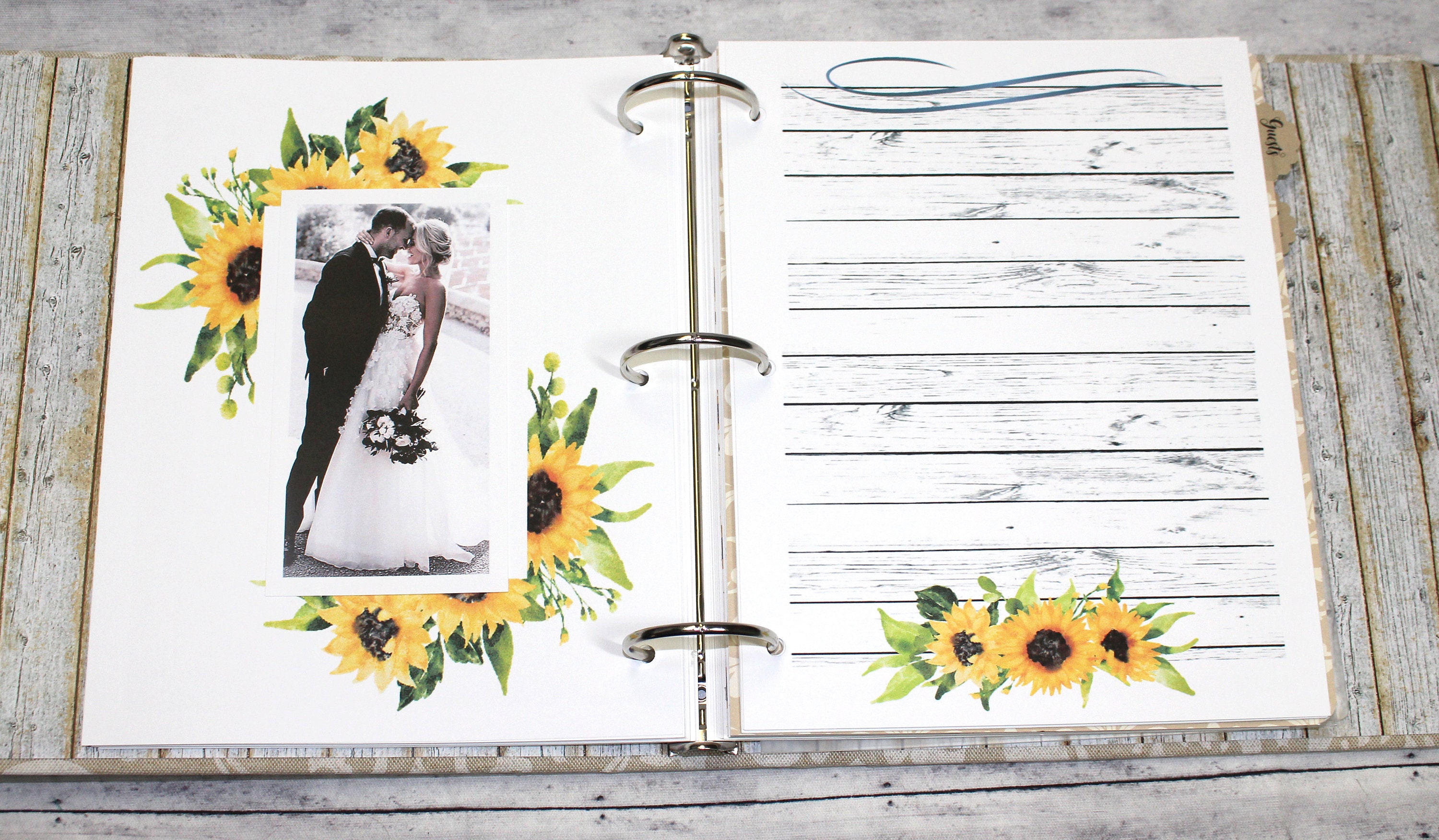 Wedding Memory Book Sunflower Wedding Guest Book Bridal | Etsy