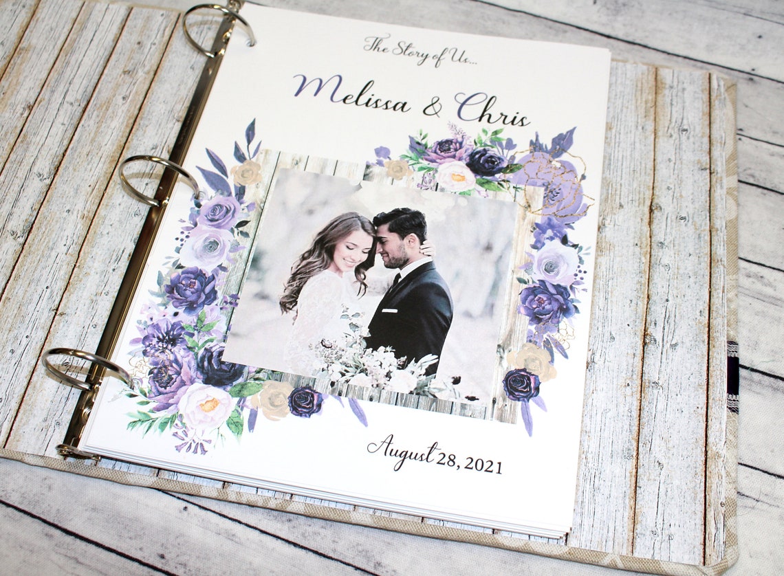 Rustic Purple Wedding Memory Book Scrapbook keepsake album | Etsy