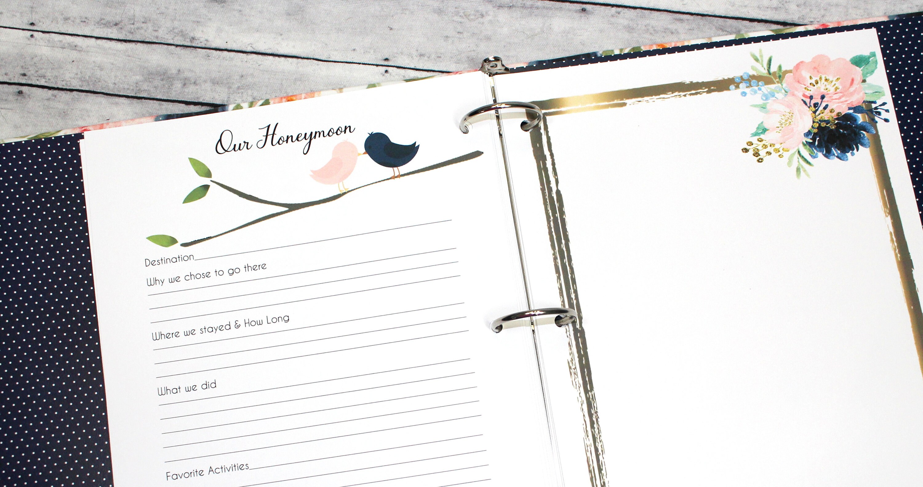 Wedding Memory Book, Blush and Navy Memory Book, Blush and Navy Floral ...