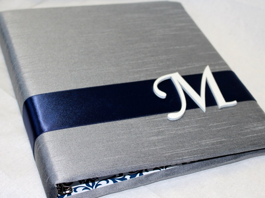 Wedding Memory Book, Wedding Scrapbook, Navy and Gray Wedding, Keepsake ...