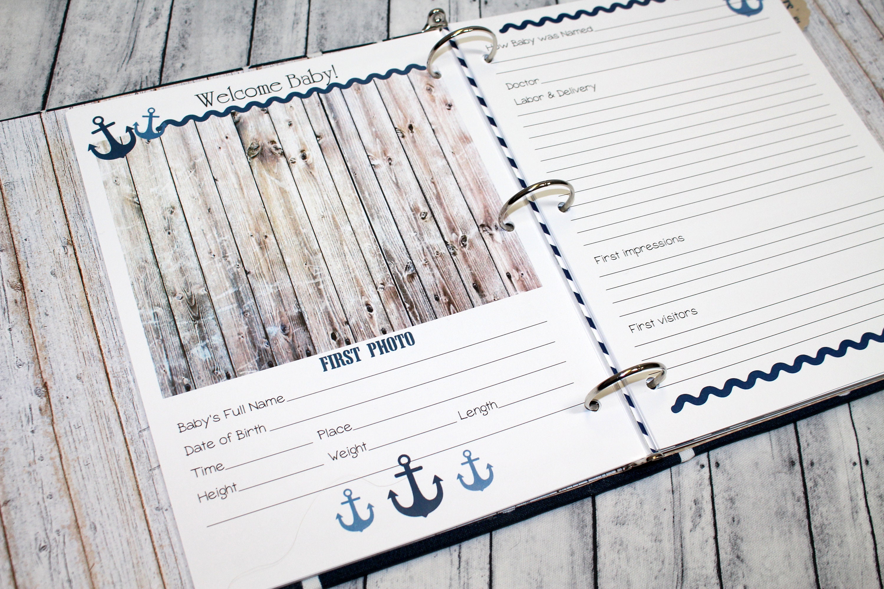 Baby Book Boy Baby Memory Book Nautical Baby Book | Etsy