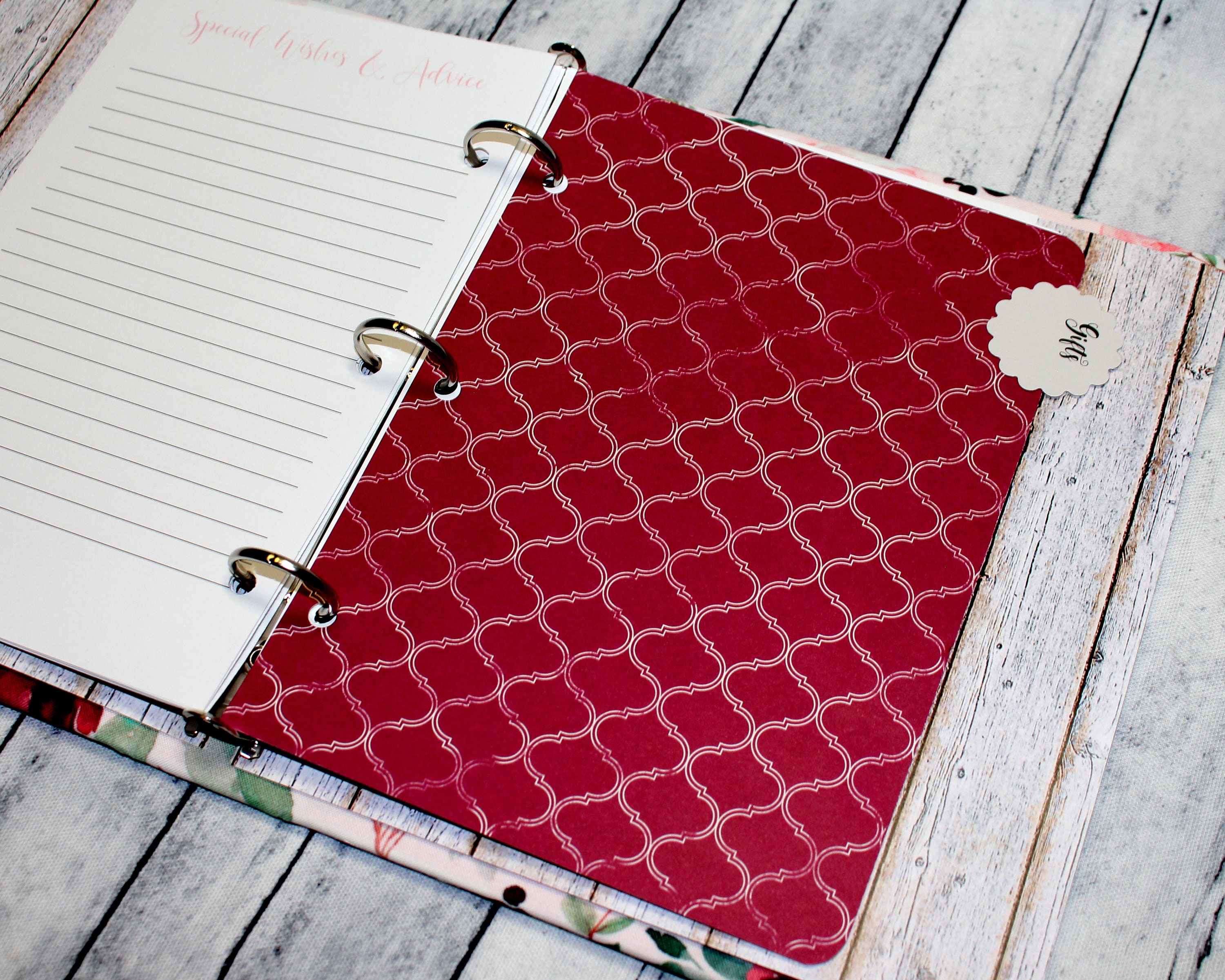 Bridal Shower Guest Book Shower Gift Log Burgundy Guest | Etsy