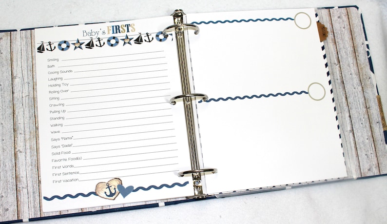 Baby Book Boy, Baby Memory Book, Nautical Baby Book, Baby's First Year ...