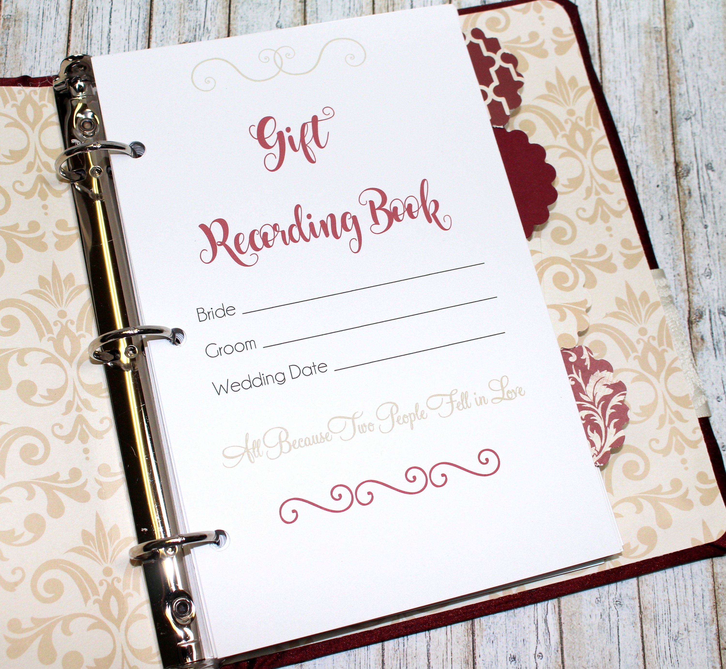 Gift Log Gift Recording Book Burgundy Bridal Shower Book | Etsy