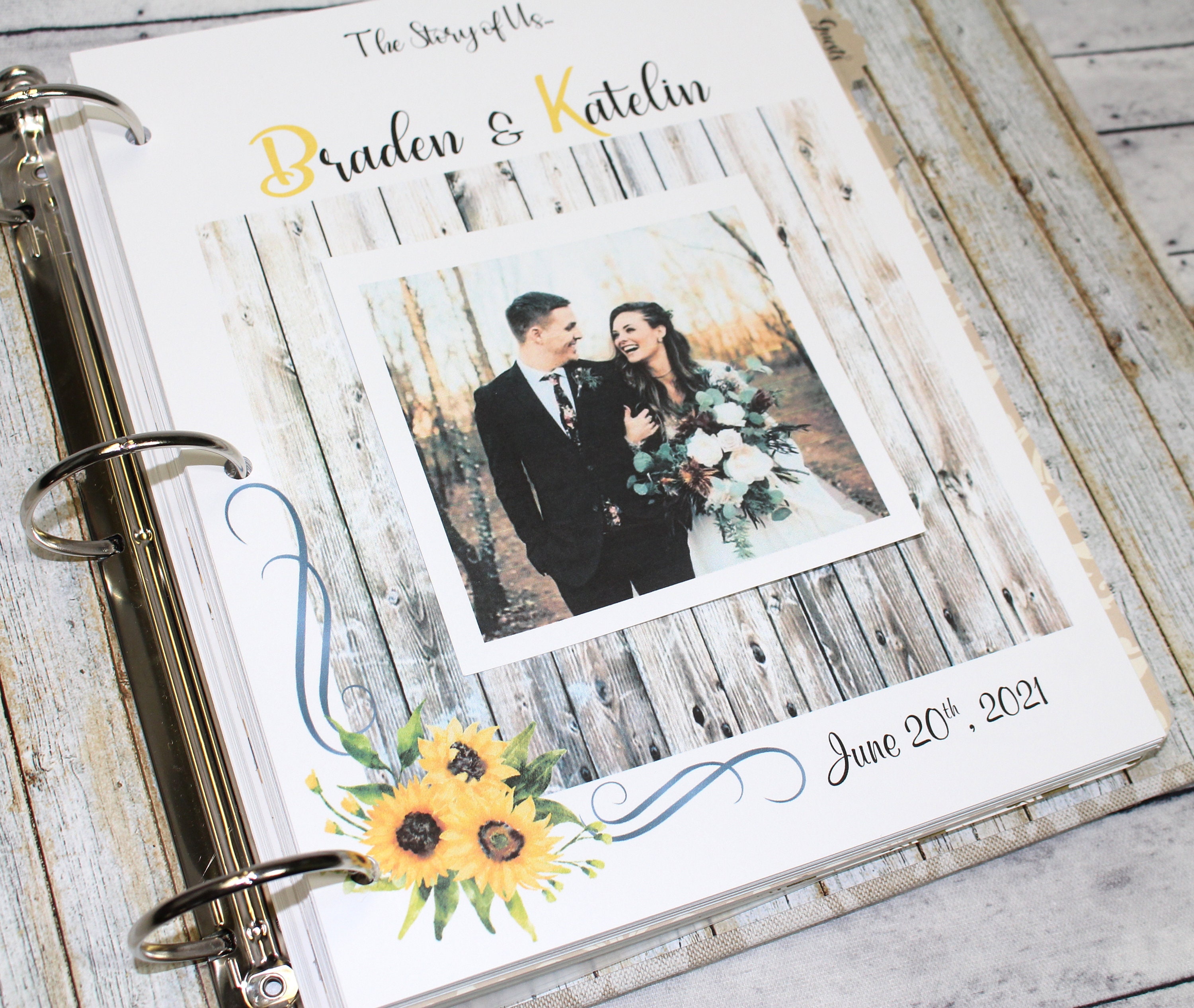 Wedding Memory Book Sunflower Wedding Guest Book Bridal | Etsy