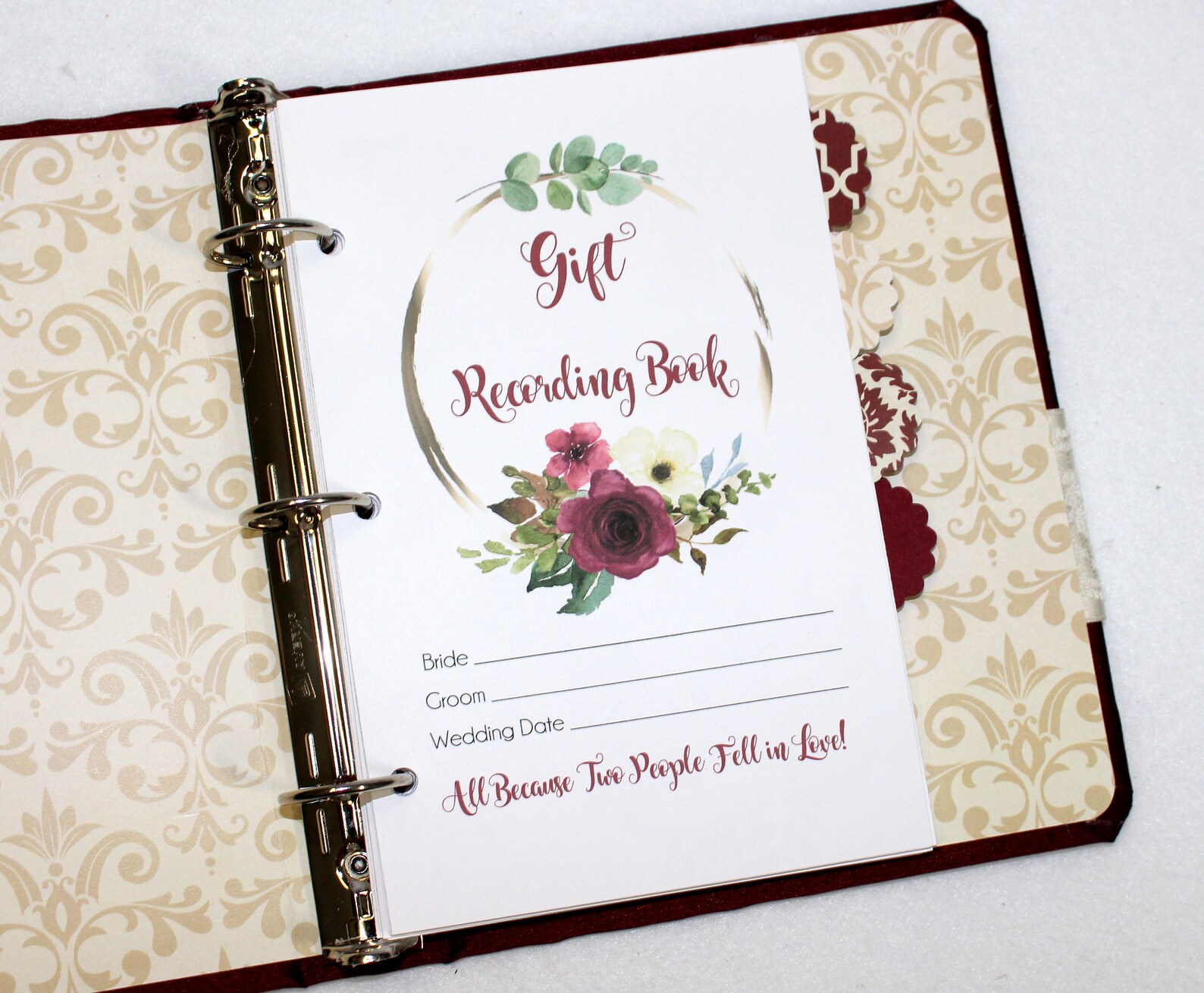 Gift Log, Gift Recording Book, Burgundy Bridal Shower Book, Bridal ...