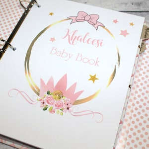 Baby Memory Book, Baby Book Girl, Princess Baby Book, Pink and Gold ...