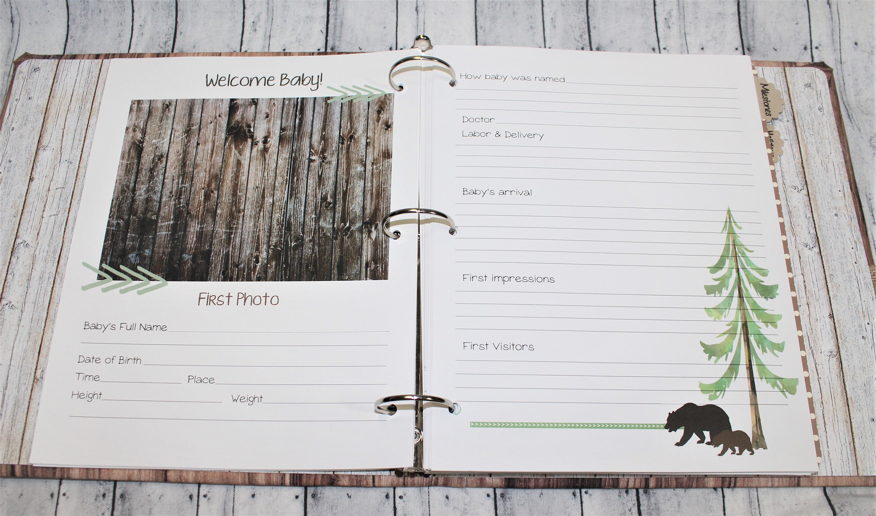 Baby Memory Book Baby Book Boy Woodland Baby Book Rustic | Etsy