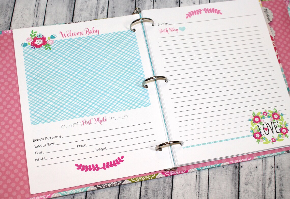 Baby Memory Book Baby Book Girl Floral Baby Book Pink and - Etsy