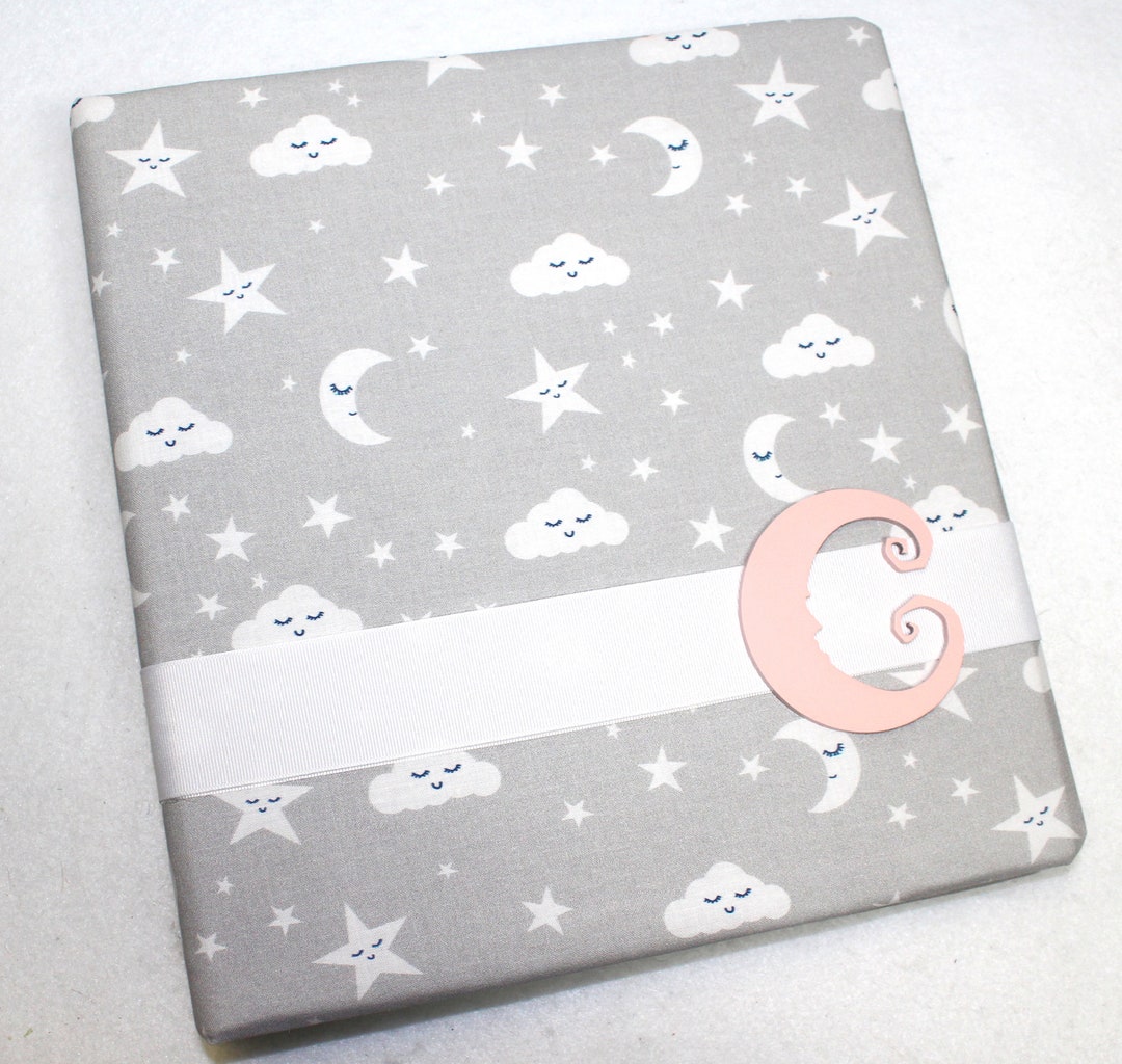 Baby Memory Book, Moon and Stars Baby Book, Baby Girl Baby Book, Pink ...