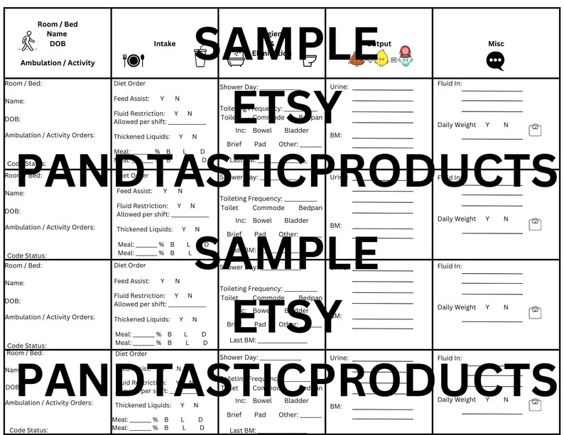 Nursing Aide Worksheet Printable, Nurse Aide, Report Sheet, Intake ...