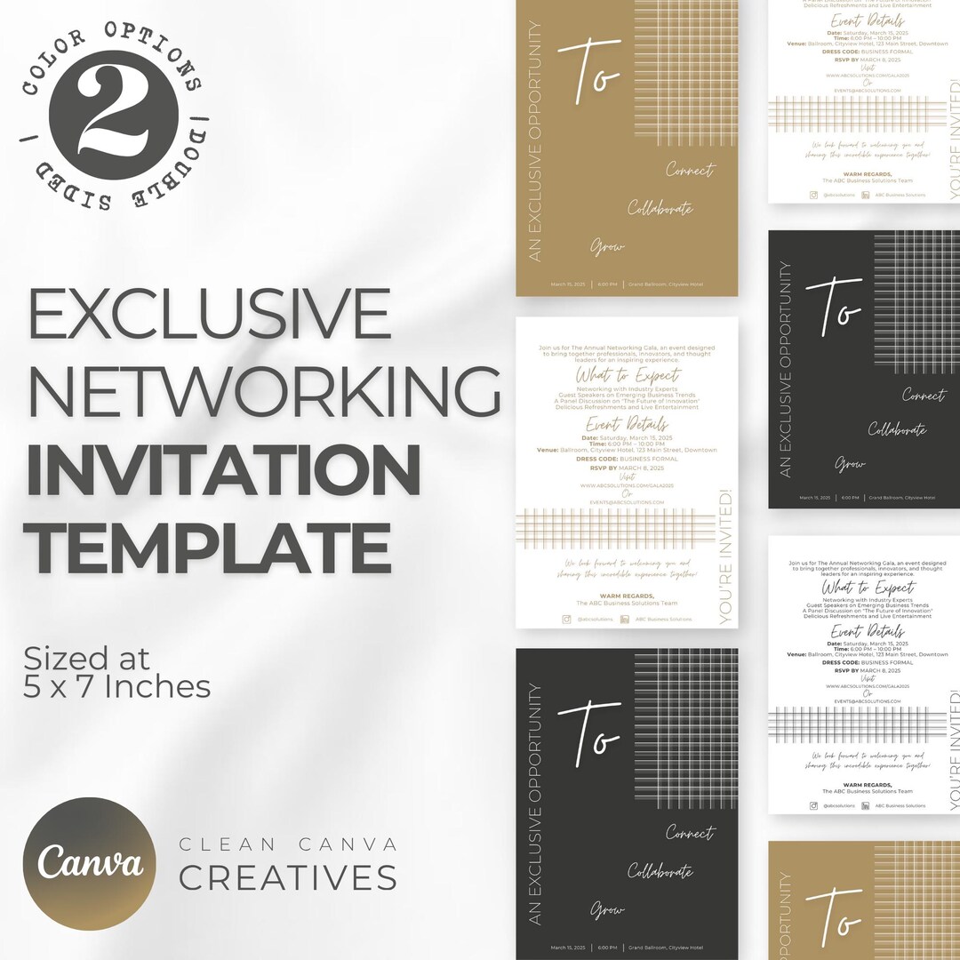 Exclusive Business Networking Invitation Custom Canva Template 5x7 in ...