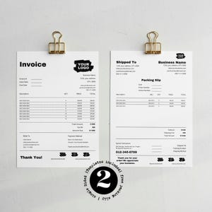 Printable Invoice Template With Packing Slip Minimalist Invoice ...