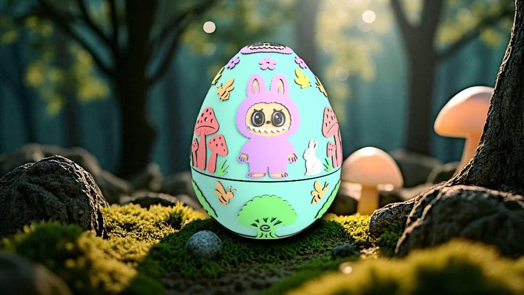 Labubu Egg With Keychain - Embossed & Debossed - 3D Print File - Etsy