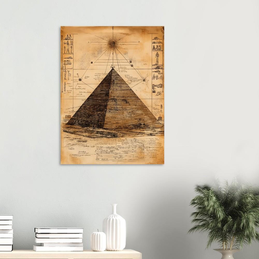 Pyramid Alignment Blueprint Poster Hand-drawn Vintage Architectural Art ...