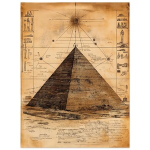 Pyramid Alignment Blueprint Poster Hand-drawn Vintage Architectural Art ...