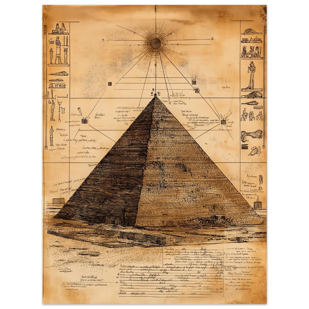 Pyramid Alignment Blueprint Poster Hand-drawn Vintage Architectural Art ...