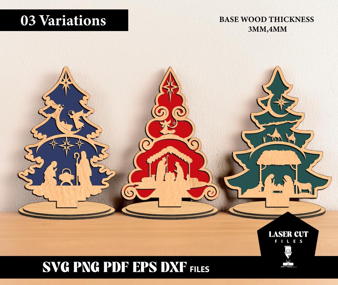 Standing Nativity Scene Tree Ornaments Laser Cut SVG, Nativity Stand ...