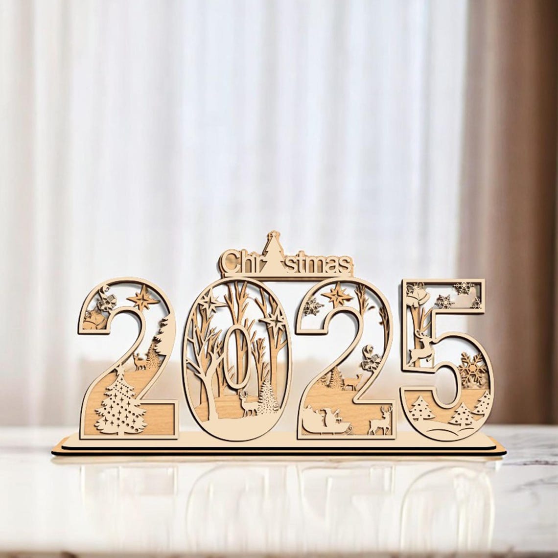 2025 Standing Number 3D Christmas Decoration With Snowy New Year Scene ...