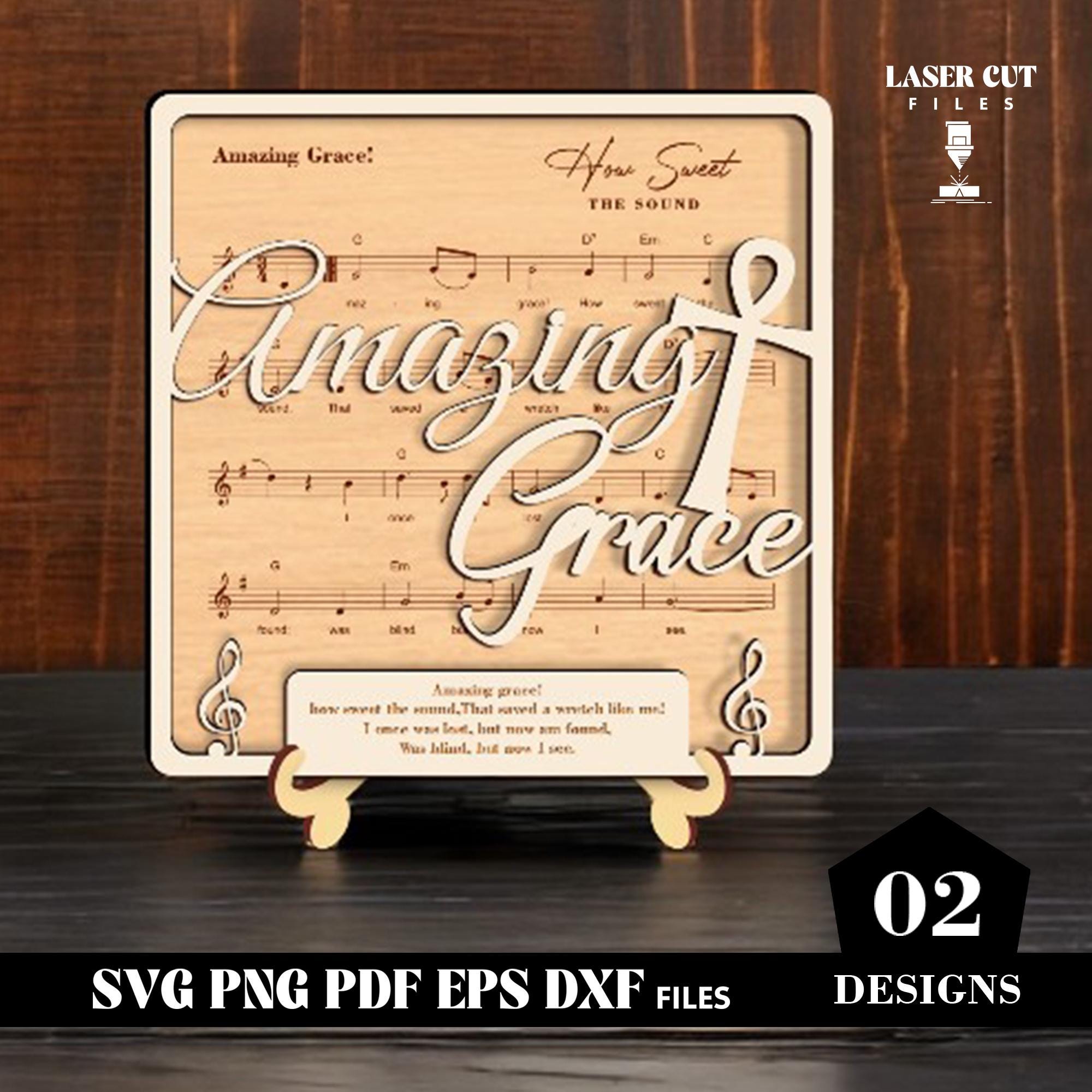 Amazing Grace Stand Decor Laser Cut SVG, Amazing Grace Ornament Files ...