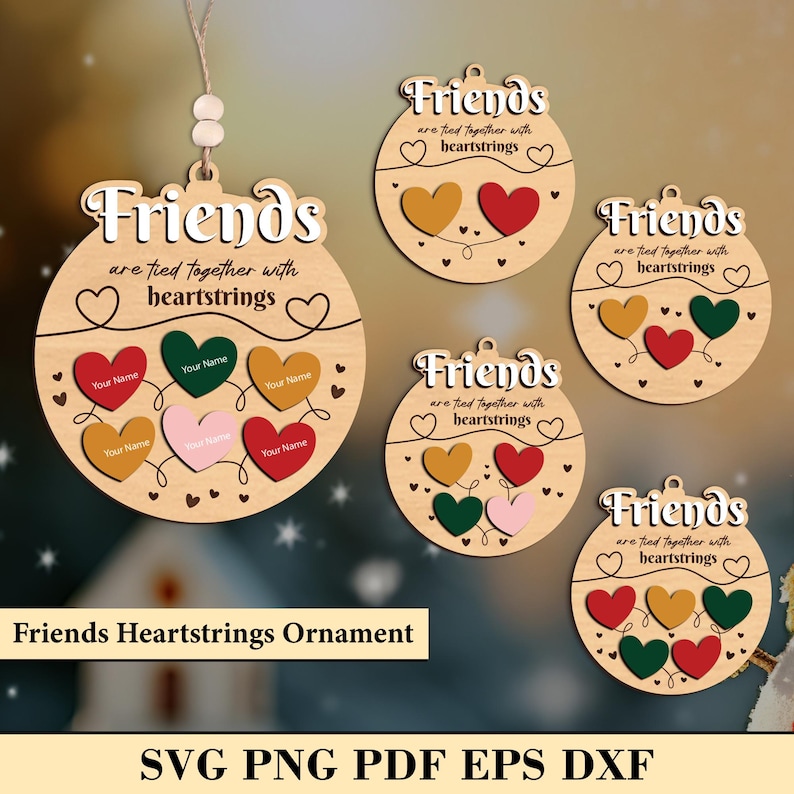 Personalized Friends Heartstrings Ornament SVG, Friends Ornament SVG ...