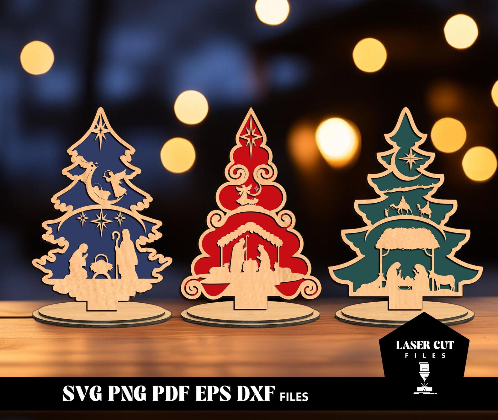 Standing Nativity Scene Tree Ornaments Laser Cut SVG, Nativity Stand ...