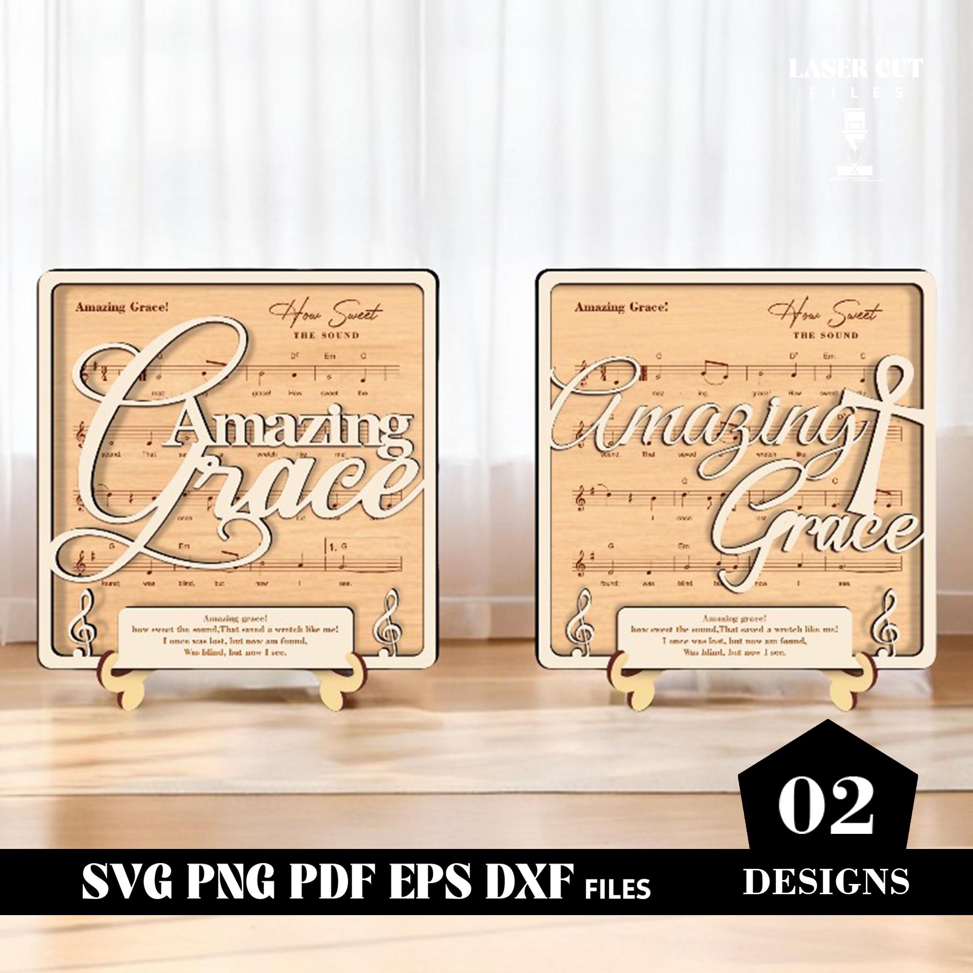 Amazing Grace Stand Decor Laser Cut SVG, Amazing Grace Ornament Files ...