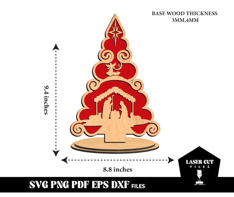 Standing Nativity Scene Tree Ornaments Laser Cut SVG, Nativity Stand ...