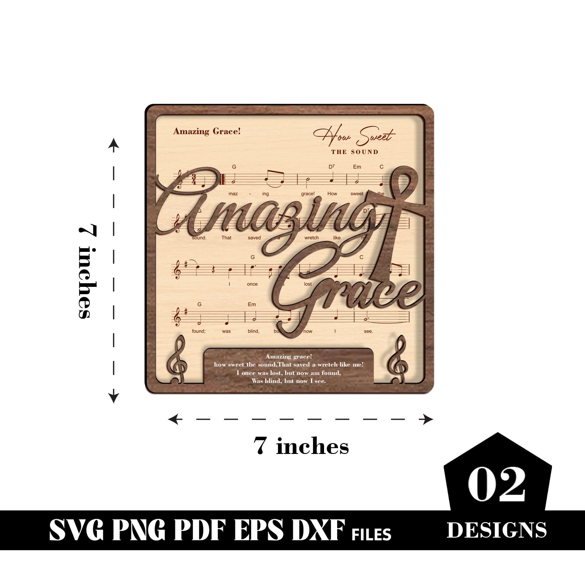 Amazing Grace Stand Decor Laser Cut SVG, Amazing Grace Ornament Files ...