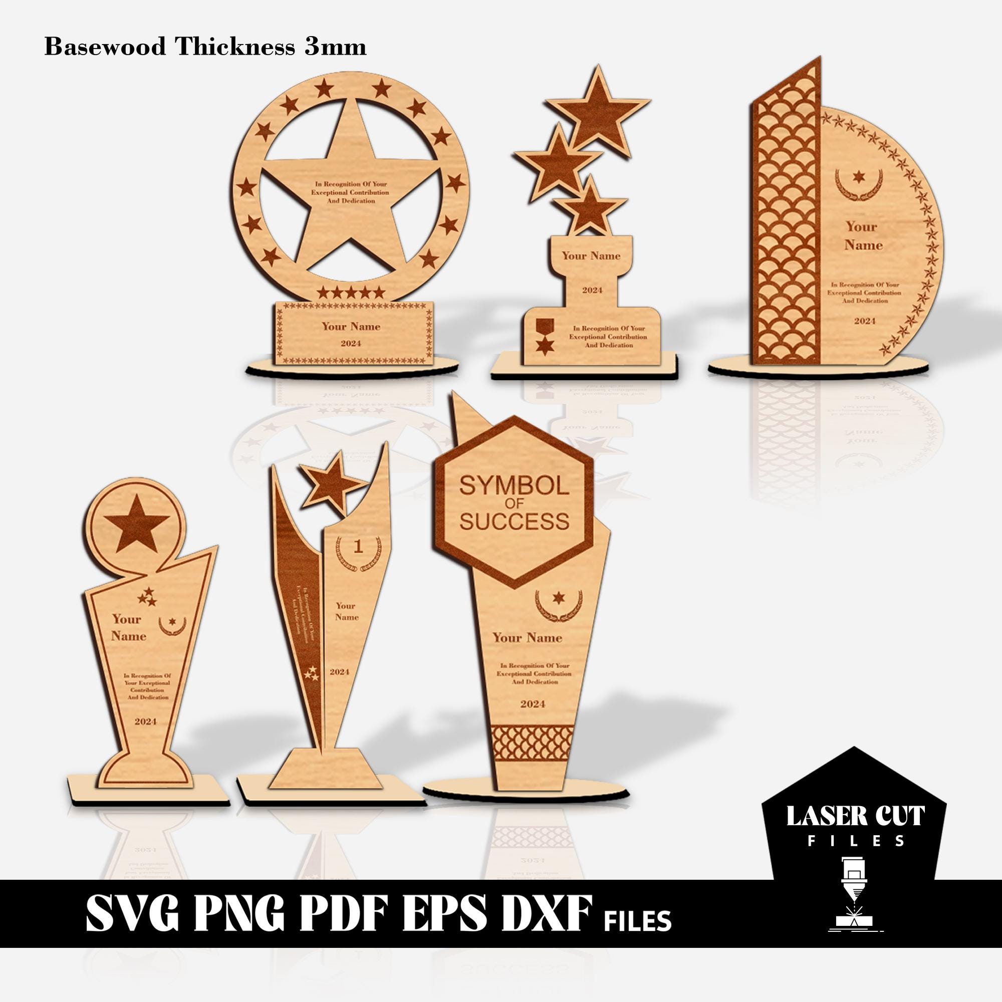 6 Different Designs Awards Trophy Laser Cut Bundle, Glowforge Laser Cut ...