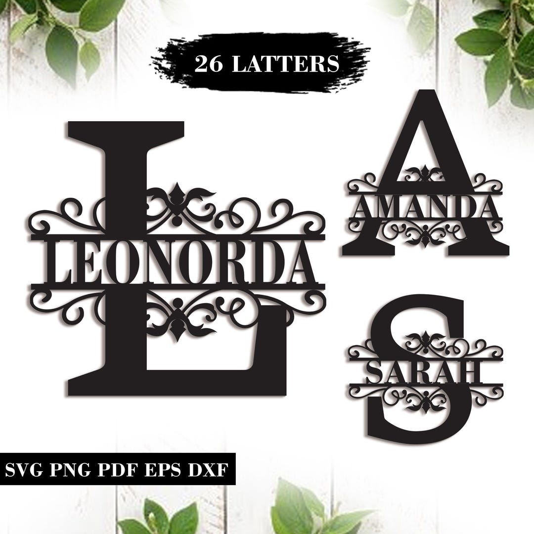 Split Regal Monogram Alphabet Letters Laser Cut Files Digital Download ...