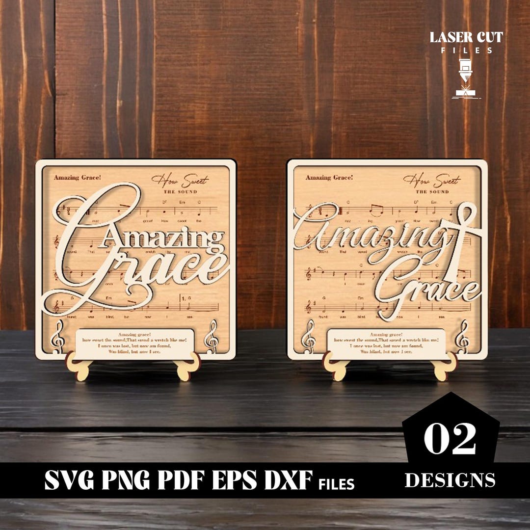 Amazing Grace Stand Decor Laser Cut SVG, Amazing Grace Ornament Files ...