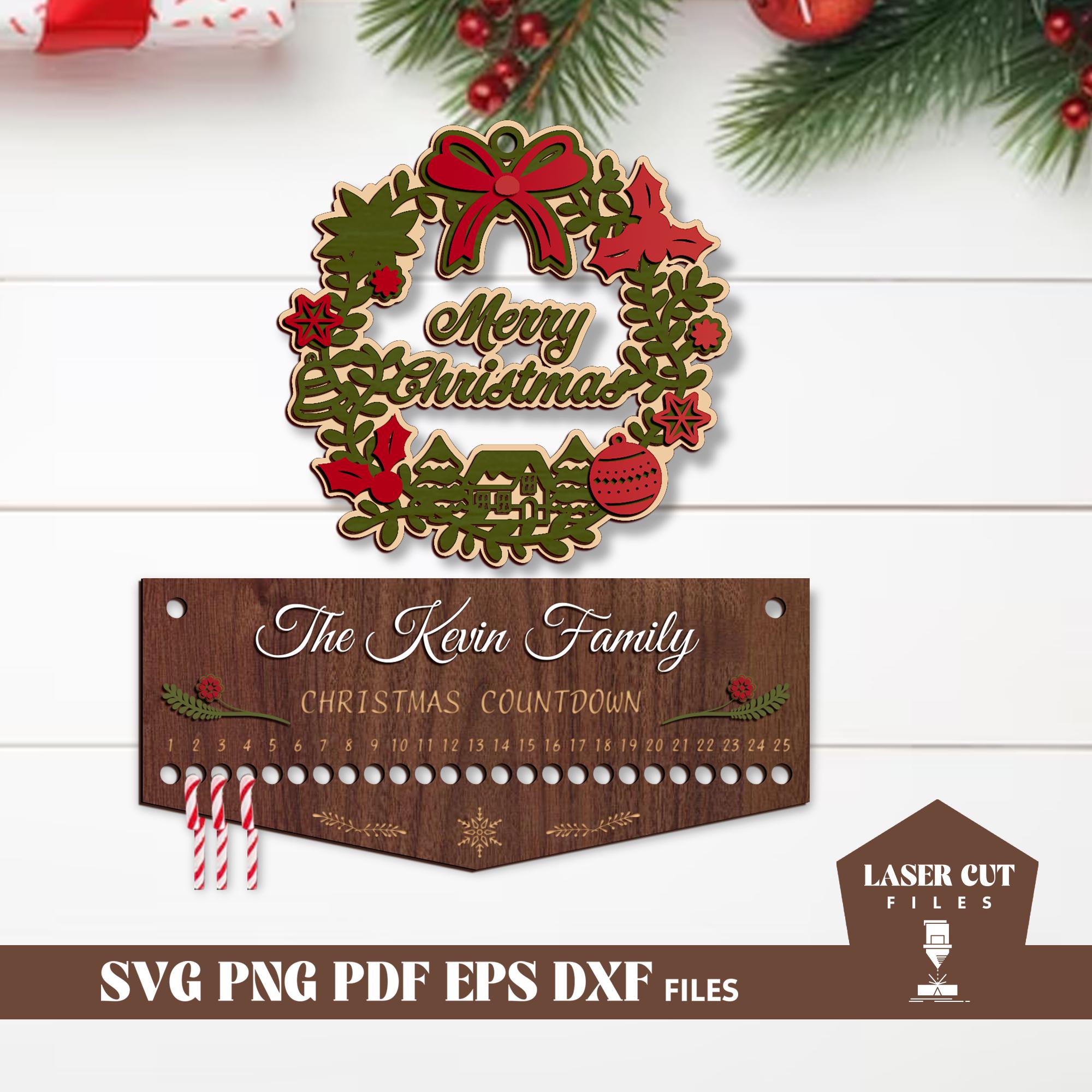 Merry Christmas SVG Bundle, Christmas Wreath Name Christmas Countdown ...