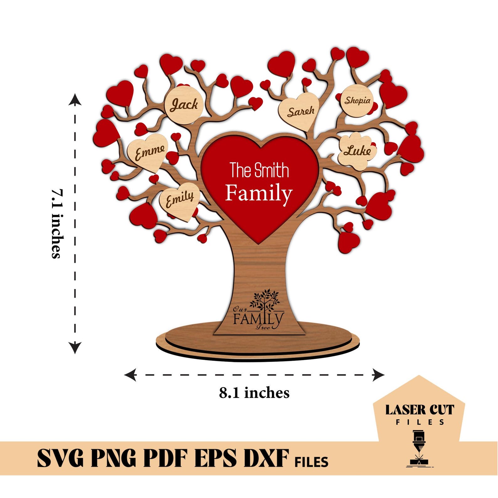 Tree of Life Stand With Family Members Svg Cut File, Wooden Decorative ...