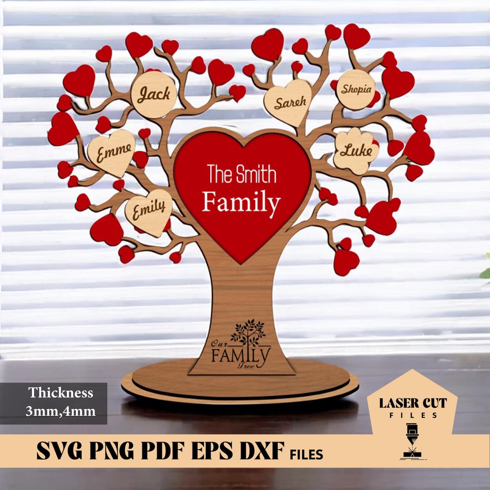 Tree of Life Stand With Family Members Svg Cut File, Wooden Decorative ...