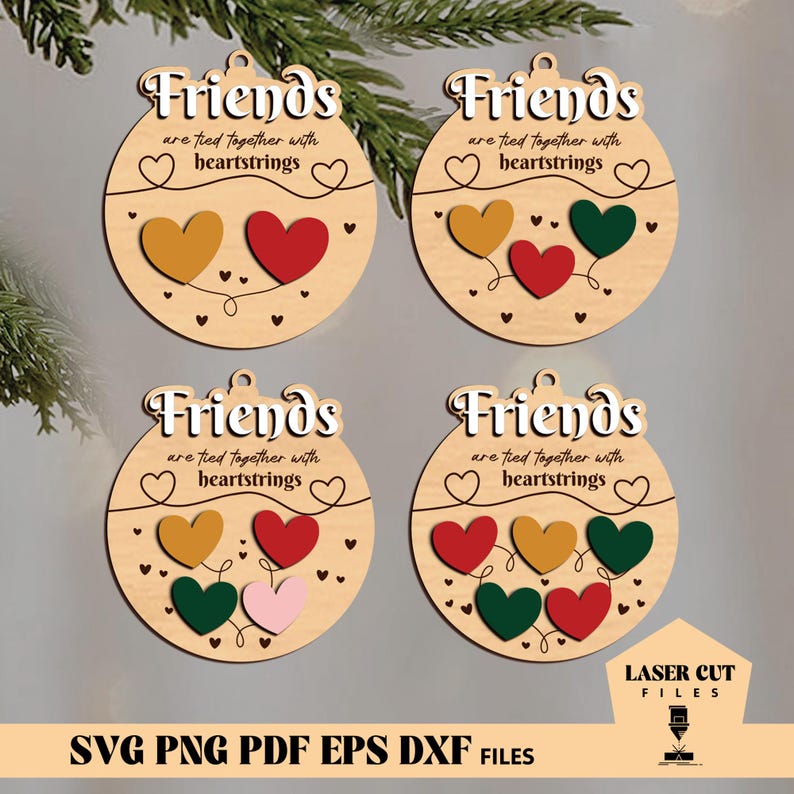 Personalized Friends Heartstrings Ornament SVG, Friends Ornament SVG ...