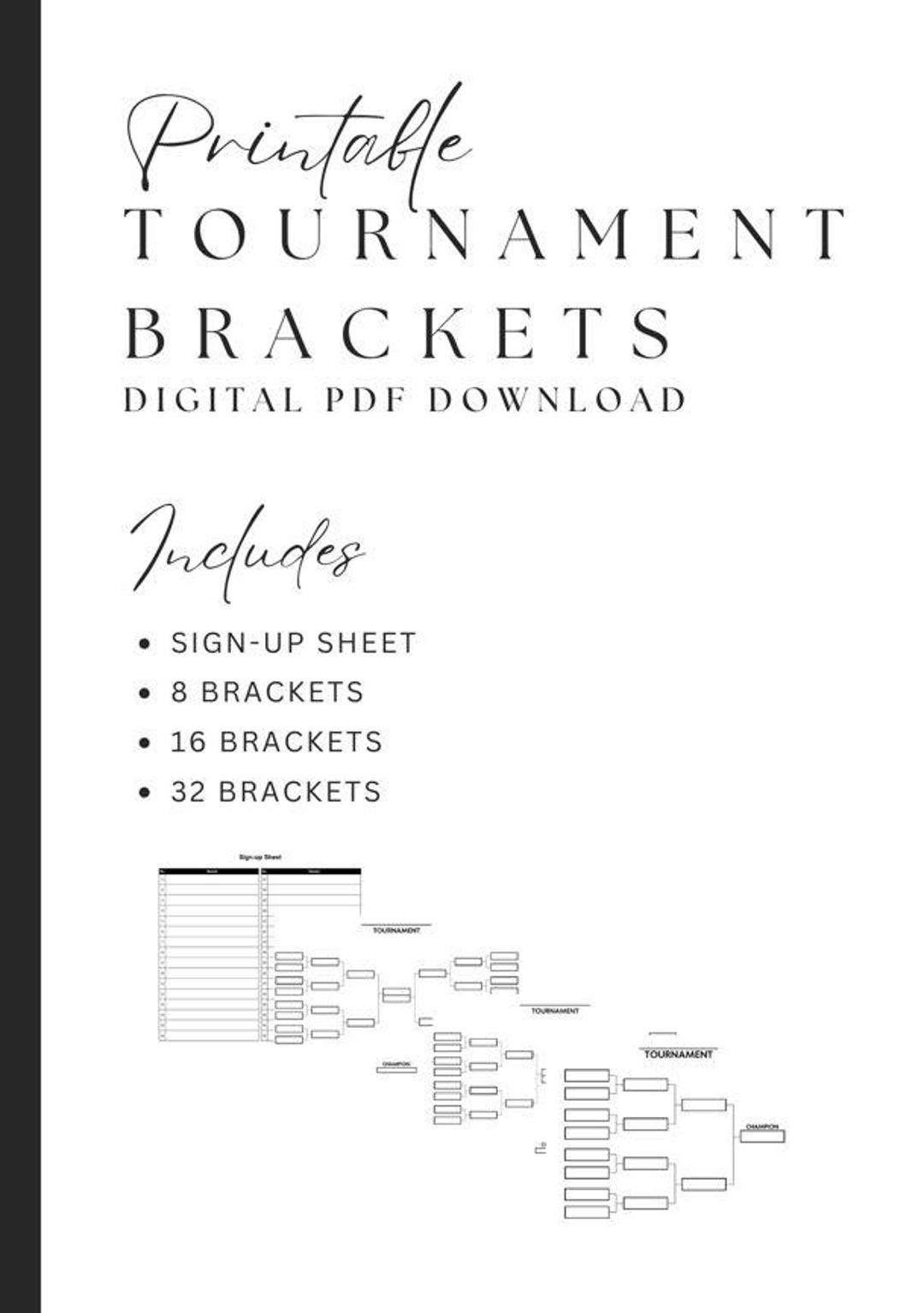 Tournament Brackets Printable PDF 8, 16, 32 - Etsy
